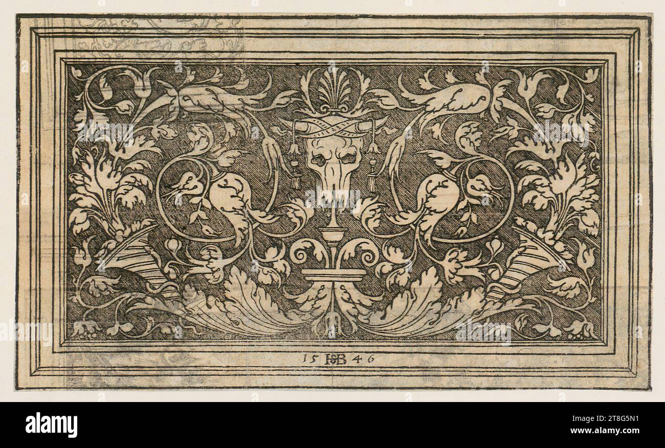 Hans Sebald Beham (1500 - 1550), Ornamental engraving with the skull of ...