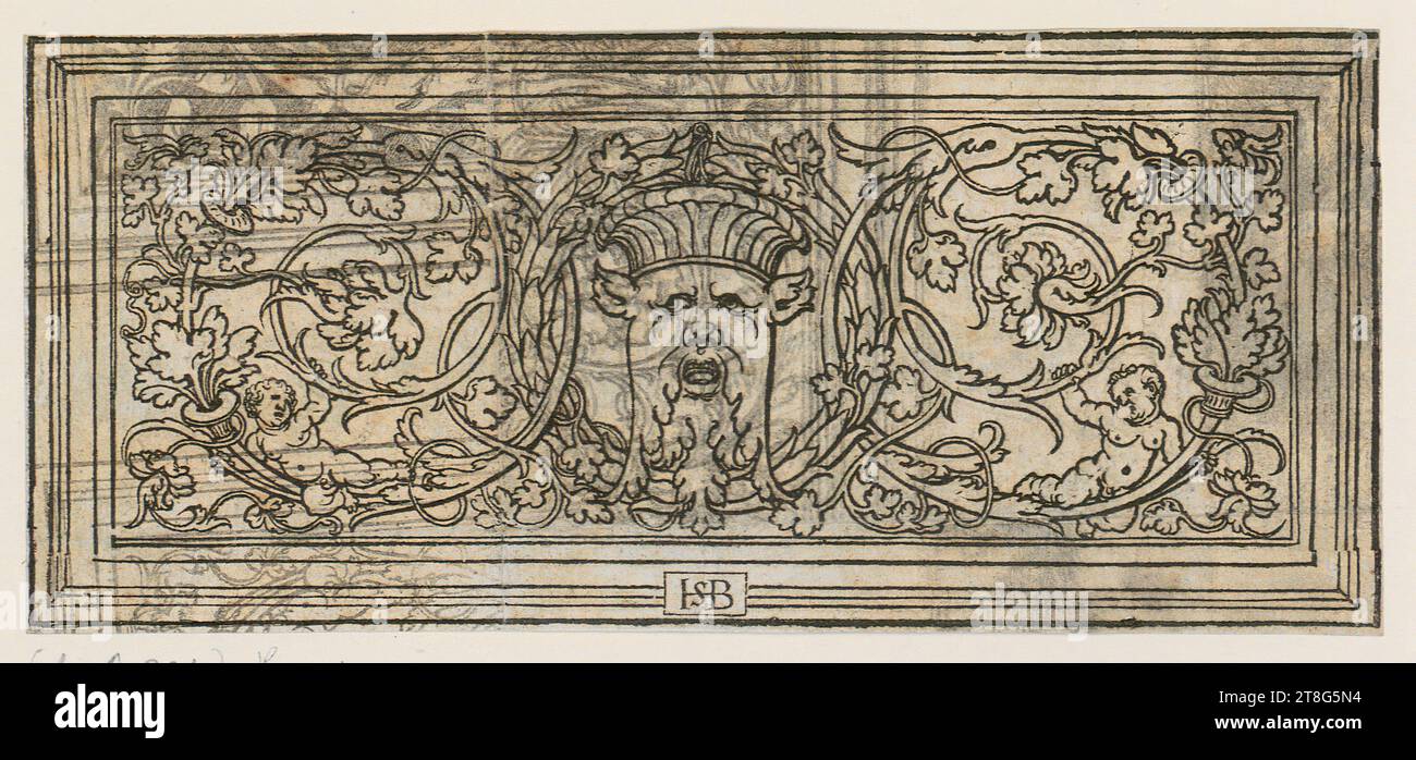 Hans Sebald Beham (1500 - 1550), Ornamental engraving with mask, origin ...