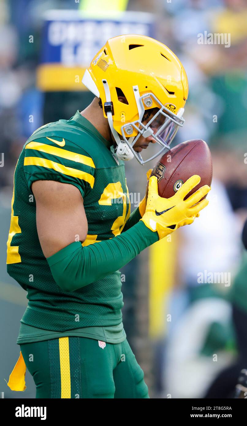 Green Bay Packers safety Jonathan Owens (34) on the field before an NFL ...
