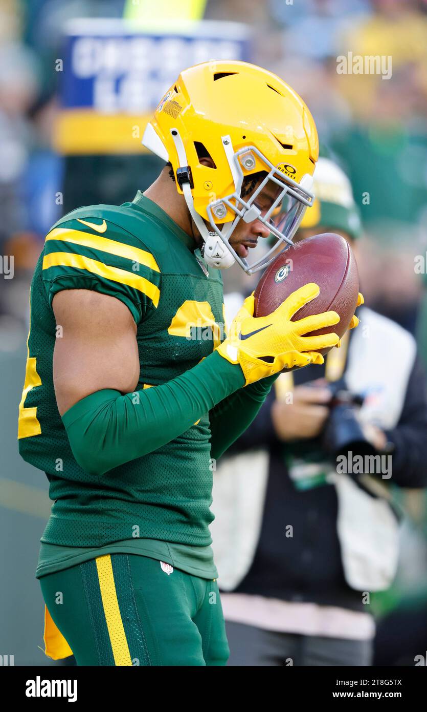 Green Bay Packers safety Jonathan Owens (34) on the field before an NFL ...
