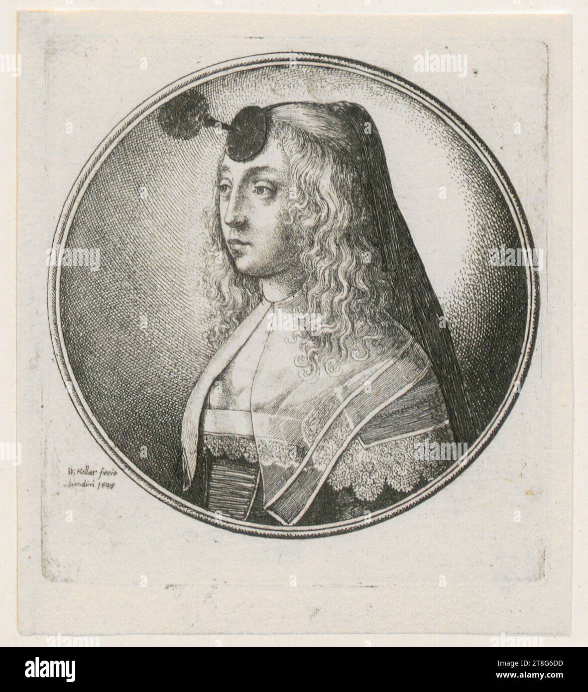 Wenzel Hollar (1607 - 1677), bust portrait of a woman with houpette ...
