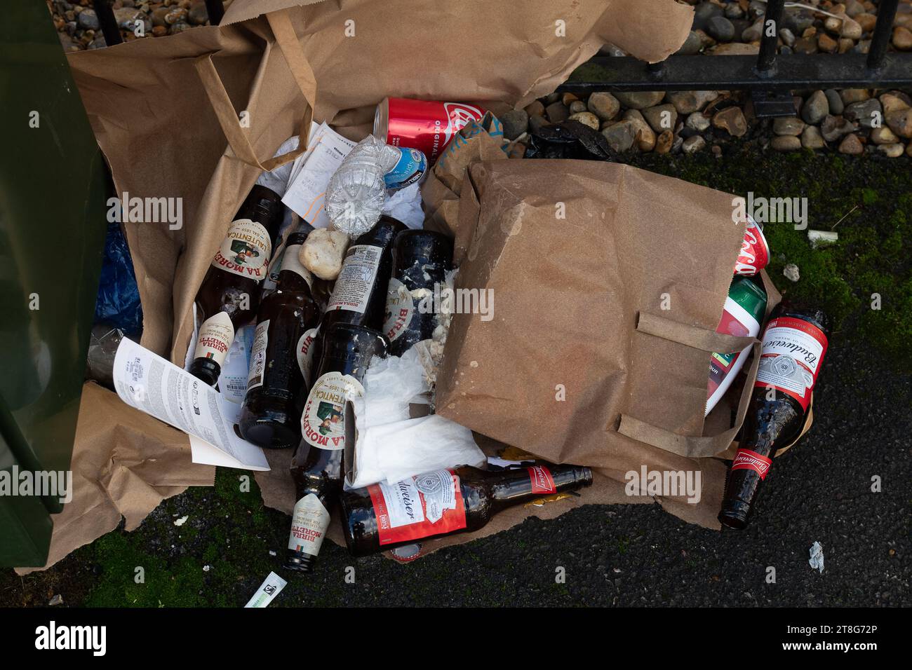 Slough, UK. 20th November, 2023. Litter dumped on the streets by ...
