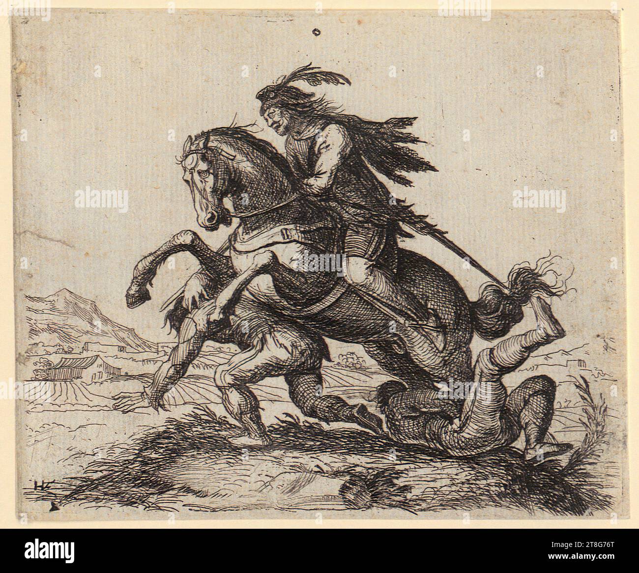 Hans Ulrich Frank (1590, 1595 um - 1675), A soldier on horseback brings ...