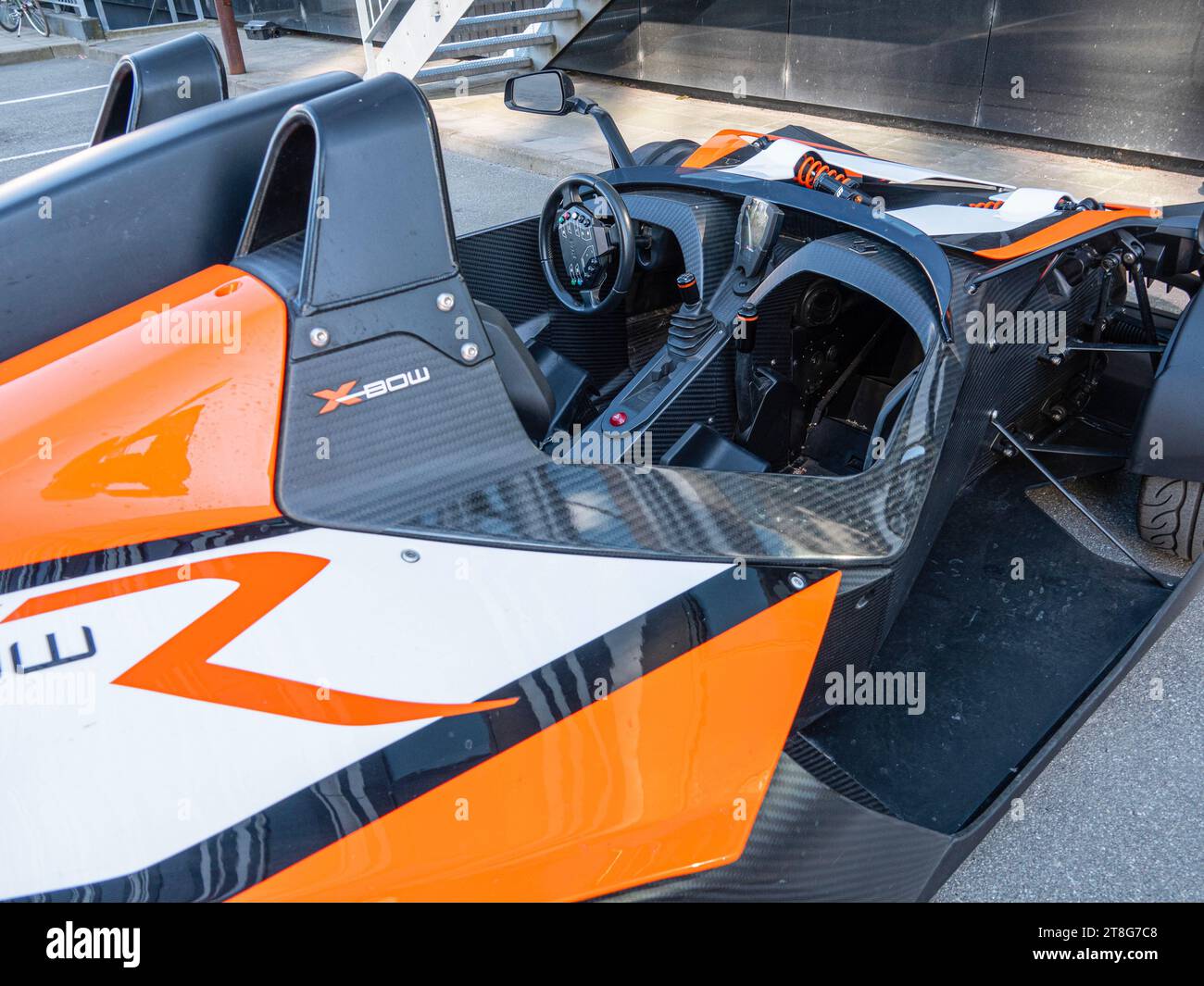 Cabin interior of the KTM X-Bow (crossbow) ultra-light sports car ...