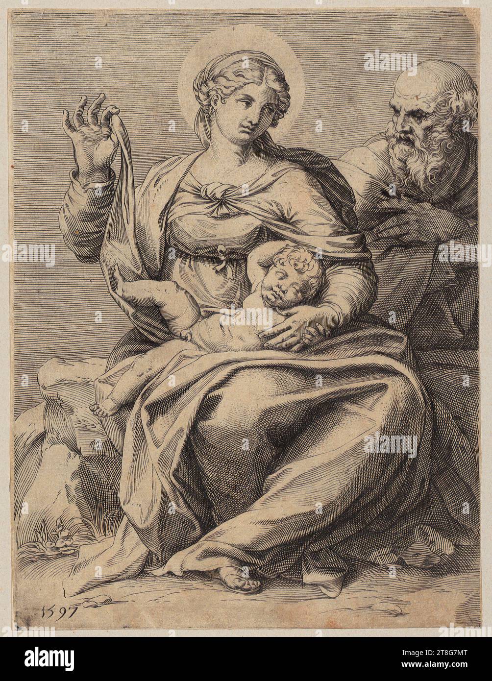 Agostino Carracci (1557 - 1602), artist, Holy Family, print date: 1597 ...