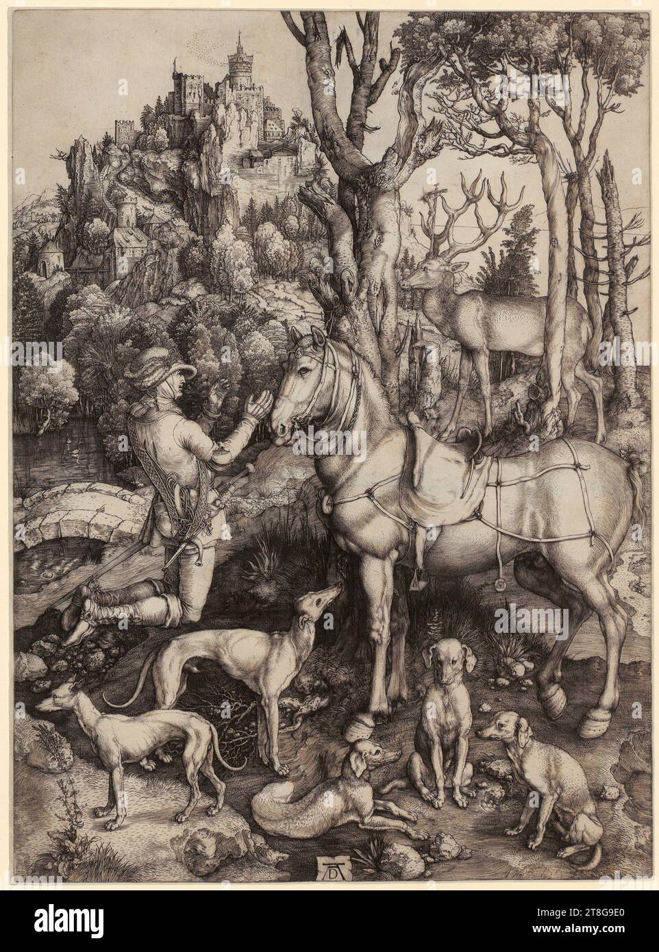 Albrecht Dürer (1471 - 1528), artist, Saint Eustace, print medium ...