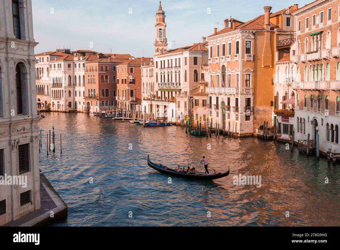 Scenic Grand Canal in Venice with Gondolas Floating on Water Stock ...