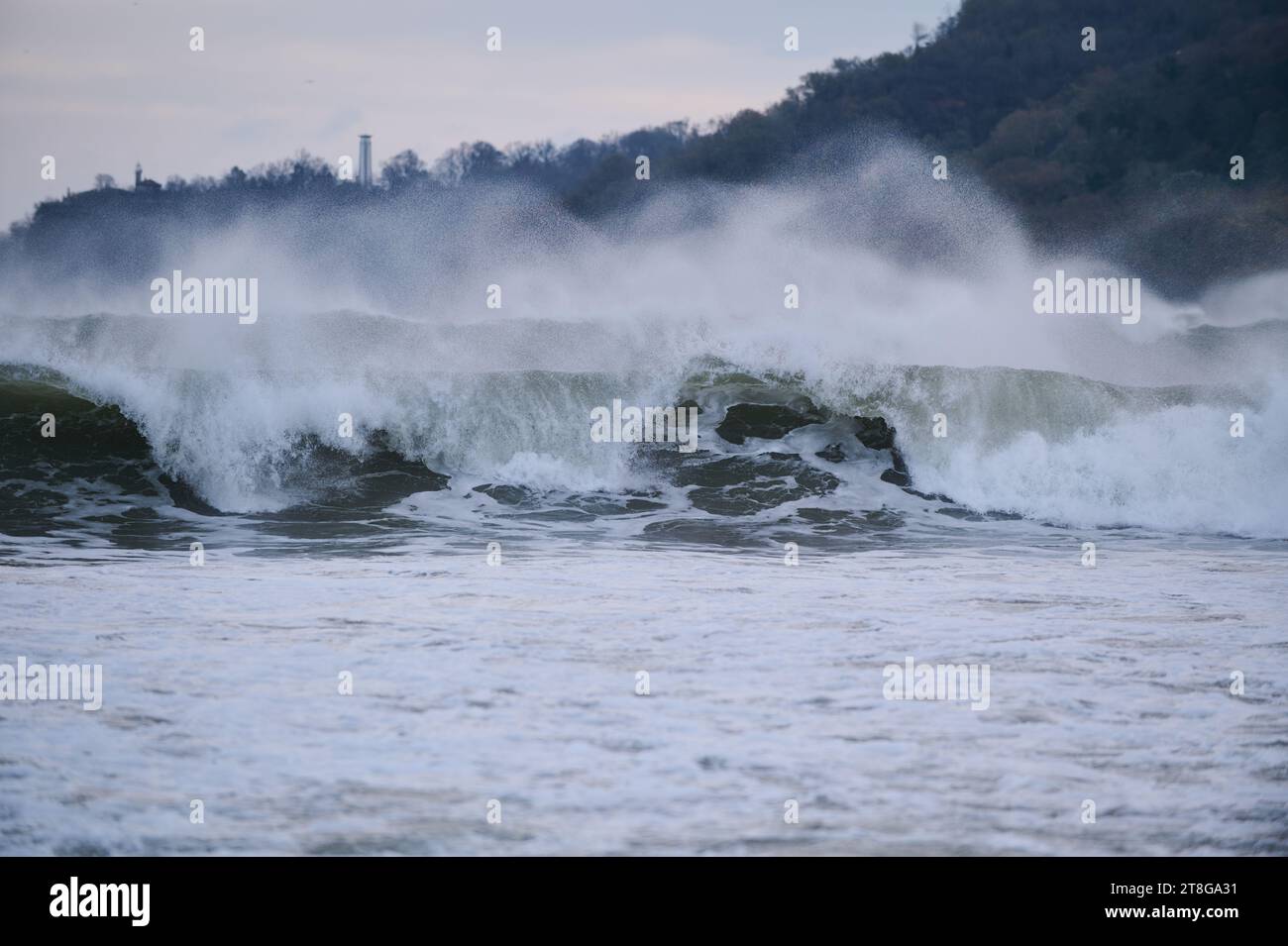 Raging huge waves during an incredibly powerful storm in the Black Sea ...