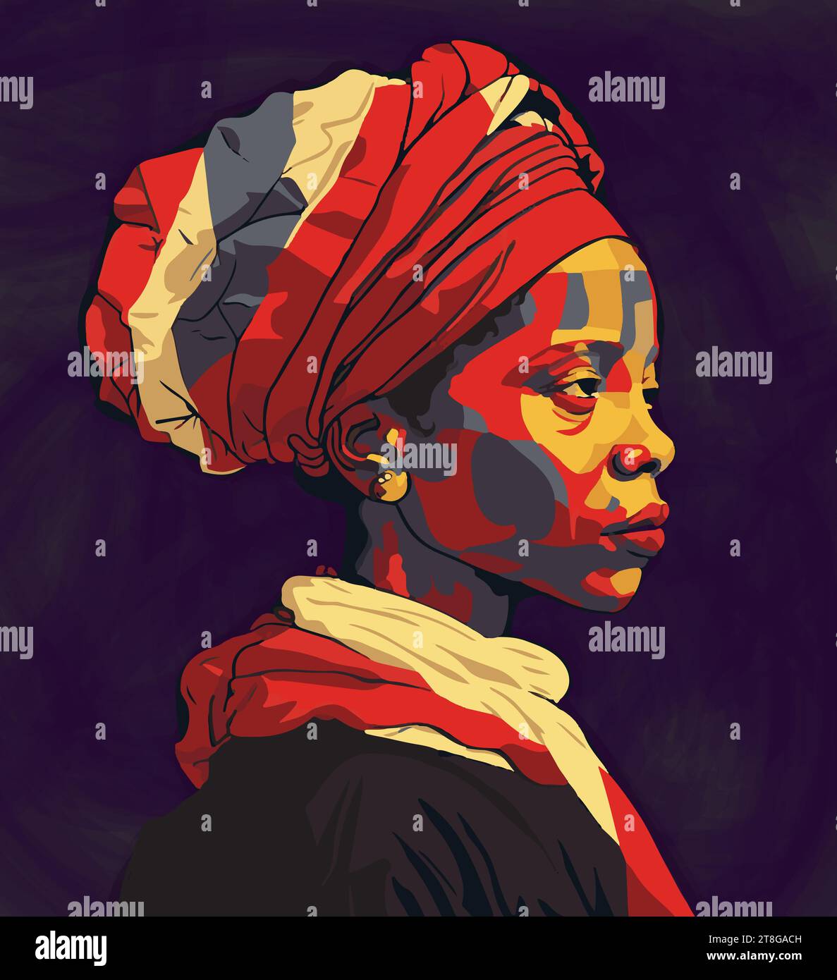 Portrait of Harriet Tubman in street art style, block colors, purple ...