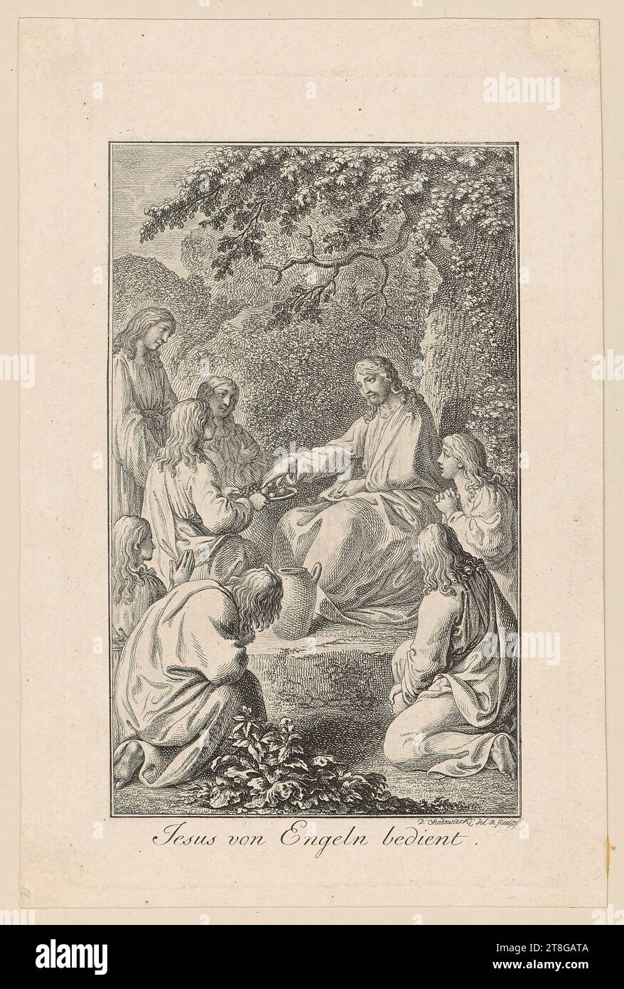 Daniel Nikolaus Chodowiecki (1726 - 1801), artist, Jesus served by ...
