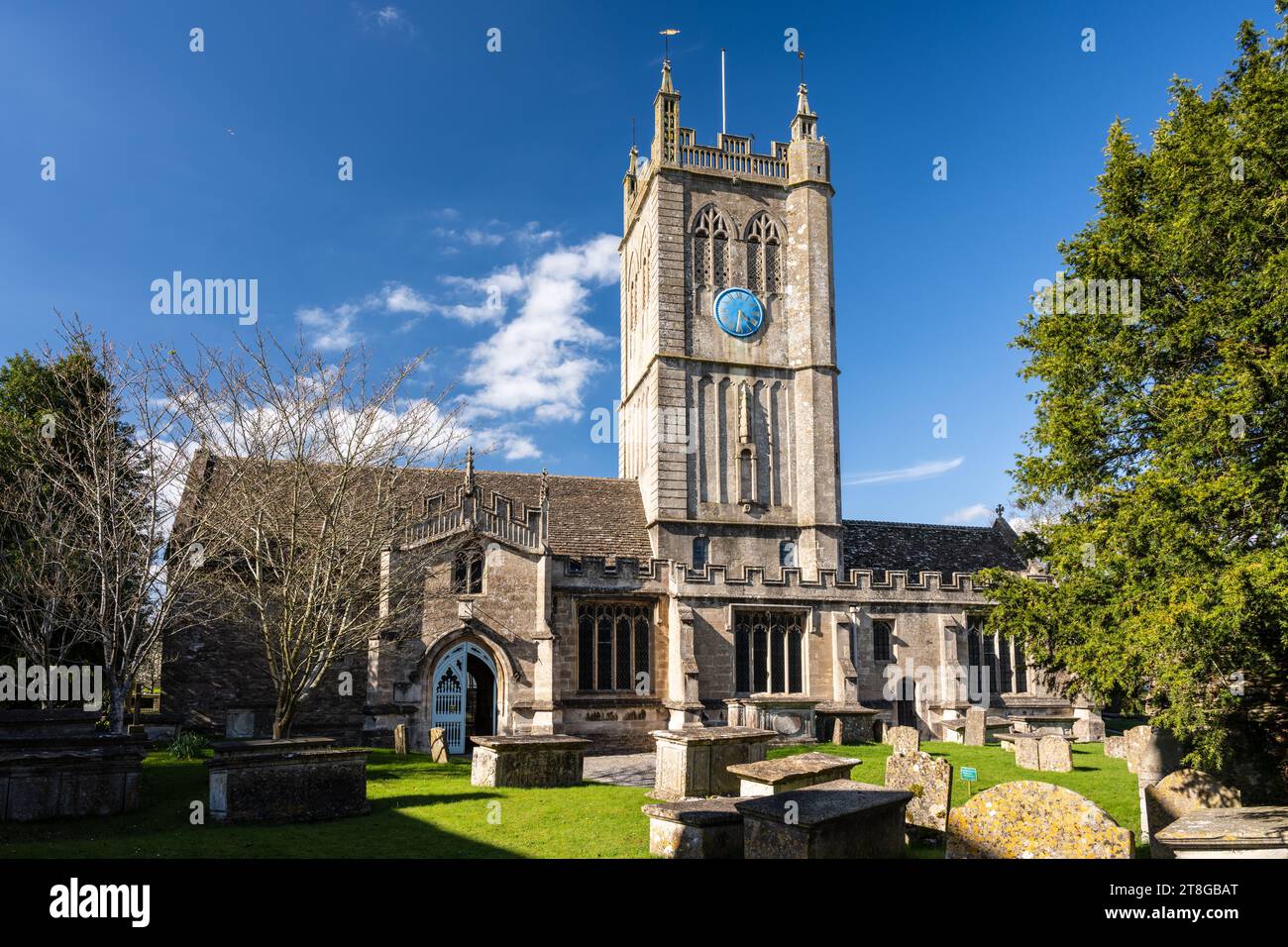 The traditional parish church of the Holy Cross in Sherston, Wiltshire ...