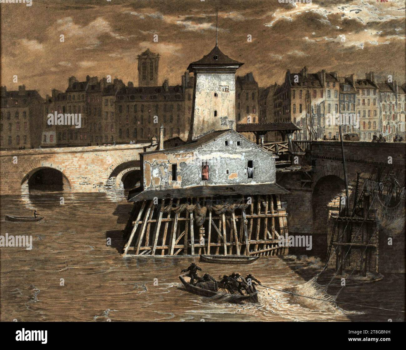 Pompe du pont Notre-Dame, Drawing, Drawing, Graphic arts, Drawing, Pen ...