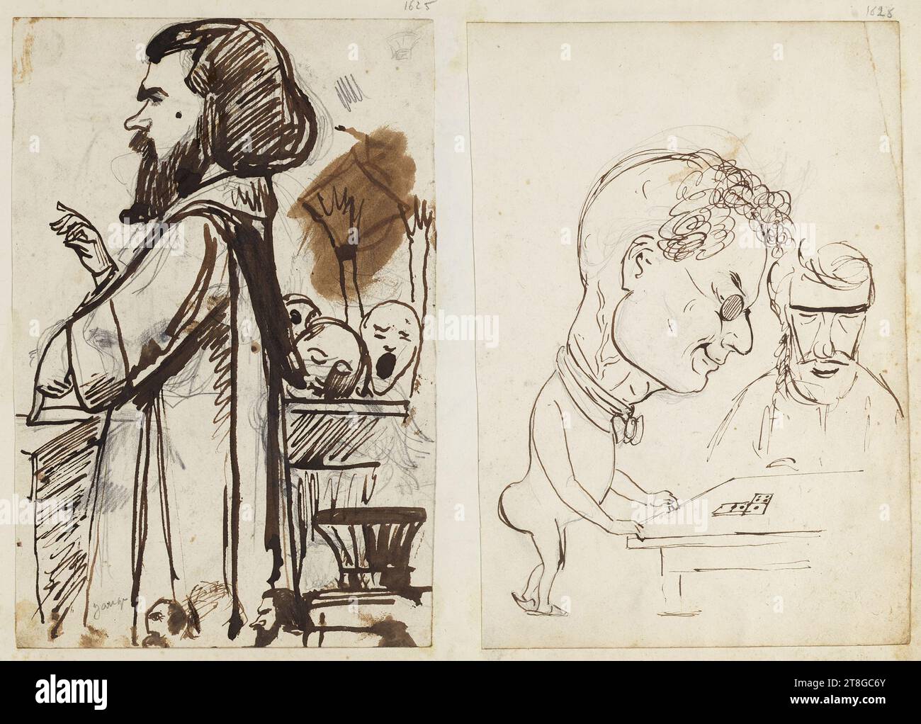 Portrait of two men playing dominoes, Draftsman, Between 1840 and 1850 ...