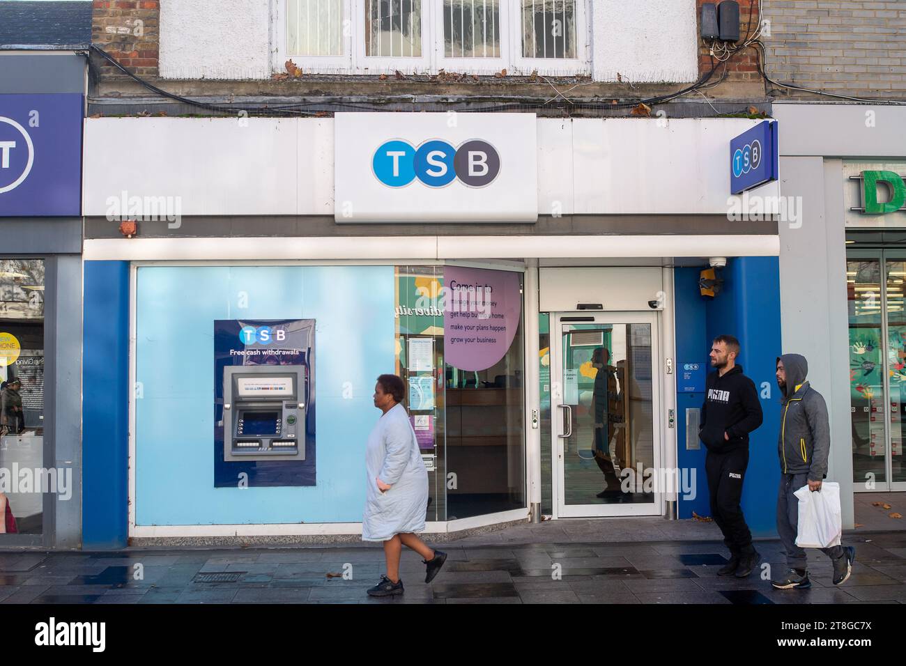 Slough, UK. 20th November, 2023. A TSB Bank in Slough High Street ...