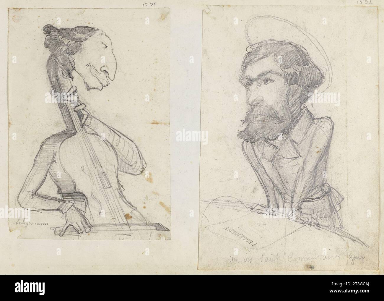 Portrait of a man with a halo (Jange?), Draftsman, Between 1840 and ...