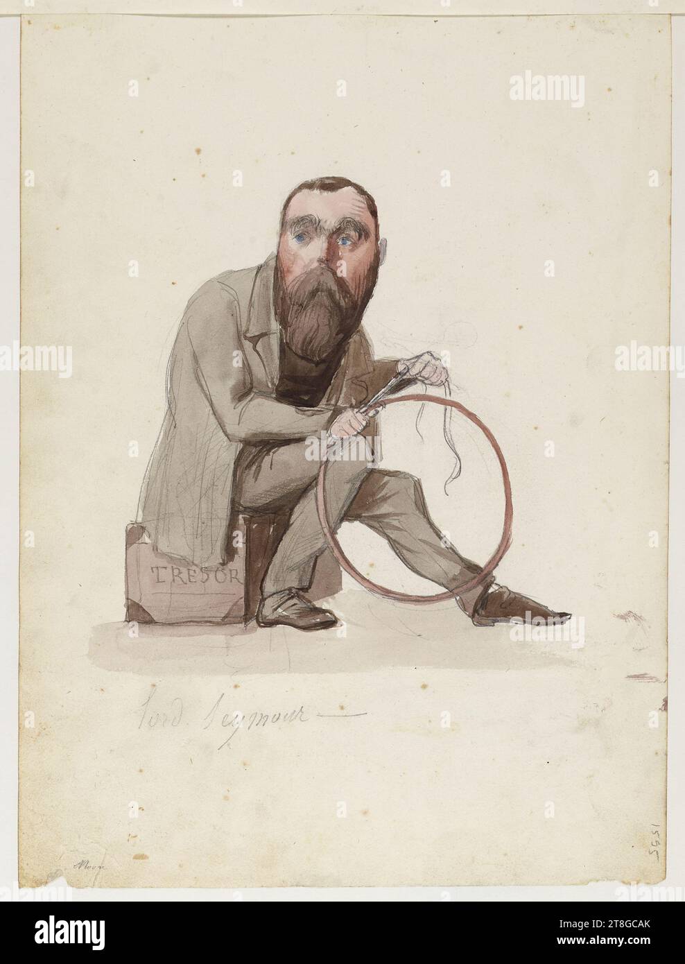 Portrait of a seated man with a hoop, Draftsman, Between 1840 and 1850 ...