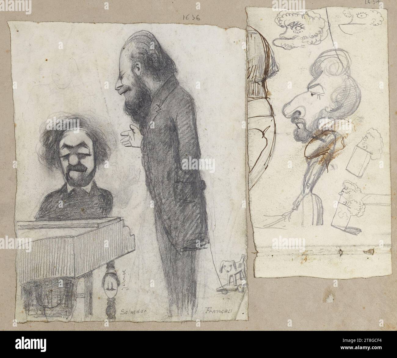 Portraits-load of men, Verso: Portraits-load of three men (Cabuchet ...