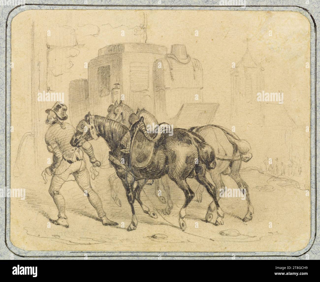 Postillions relaying the car of Raphaël de Valentin, Draftsman, In 1838 ...