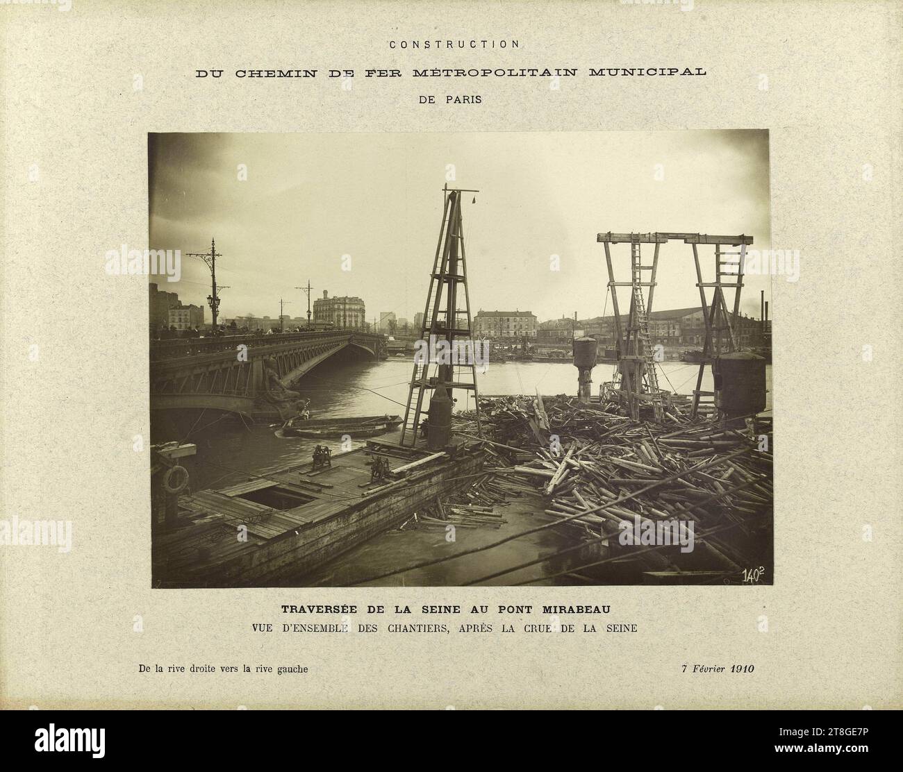 Exterior view of the subway works, at the Pont Mirabeau, after the ...