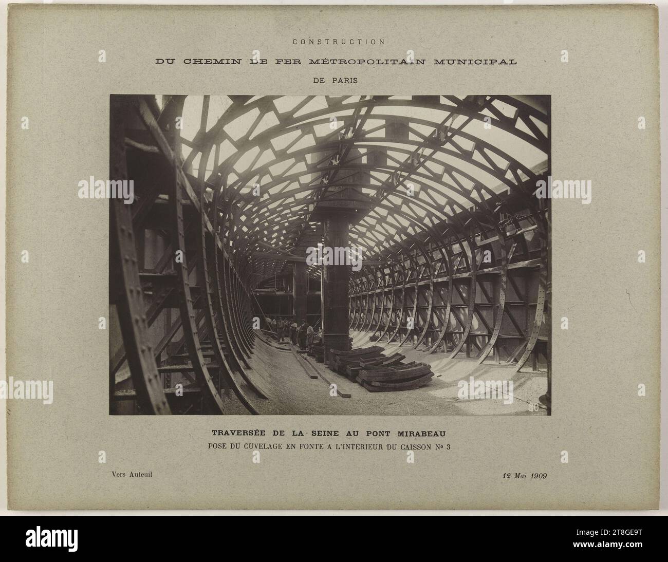 Exterior view of metro work, installation of cast-iron casing inside ...