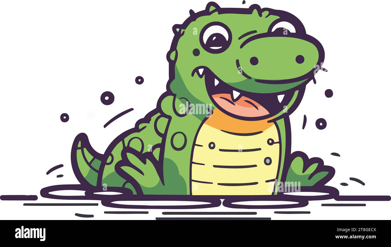 Cute crocodile vector illustration isolated on white background. Funny ...