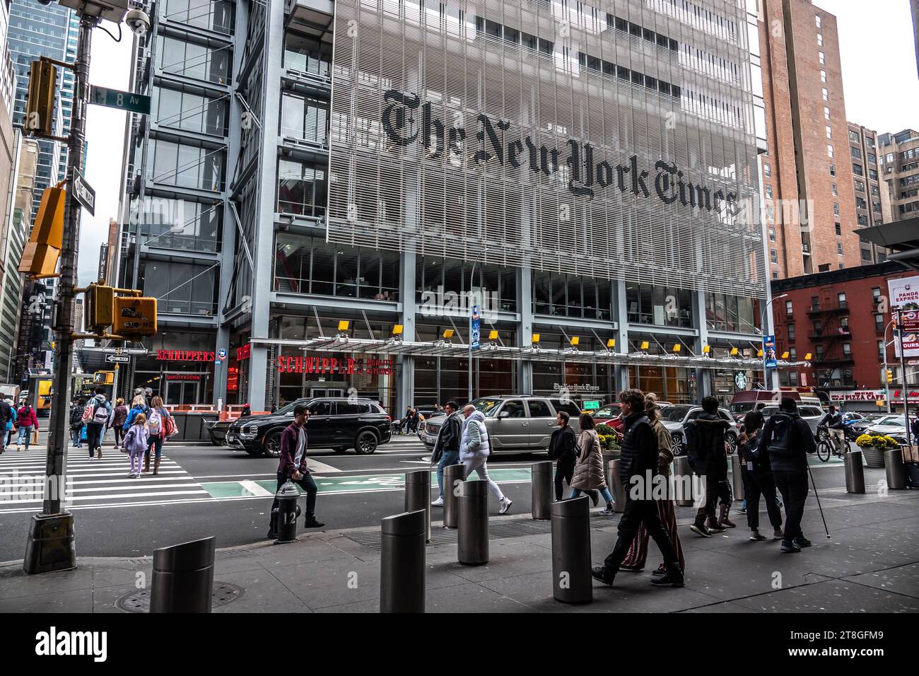 Entrance to The New York Times building Stock Photo - Alamy