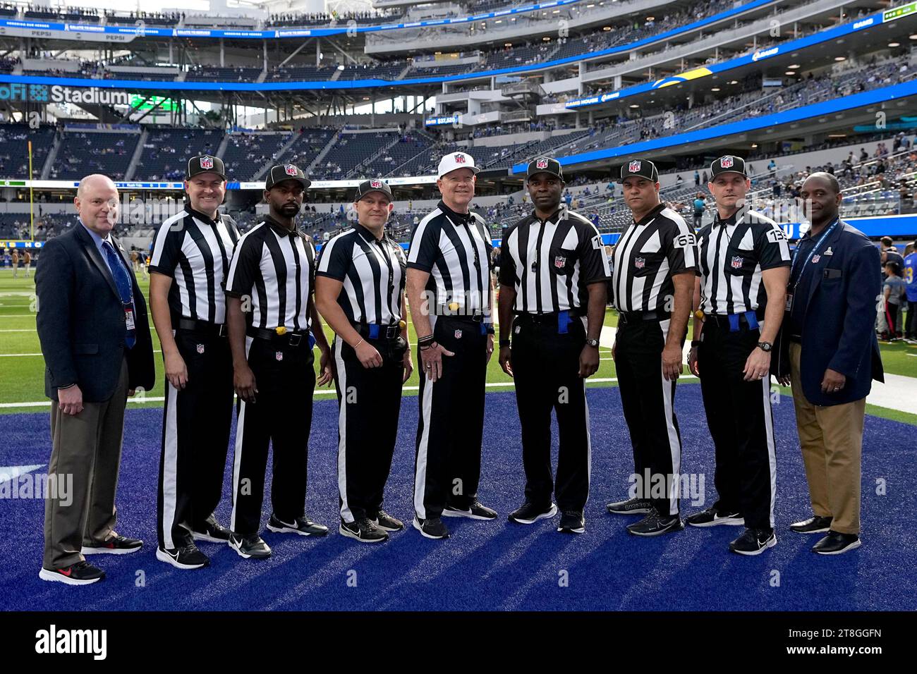 Replay official Kevin Brown, from left, line judge Tom Eaton, field ...