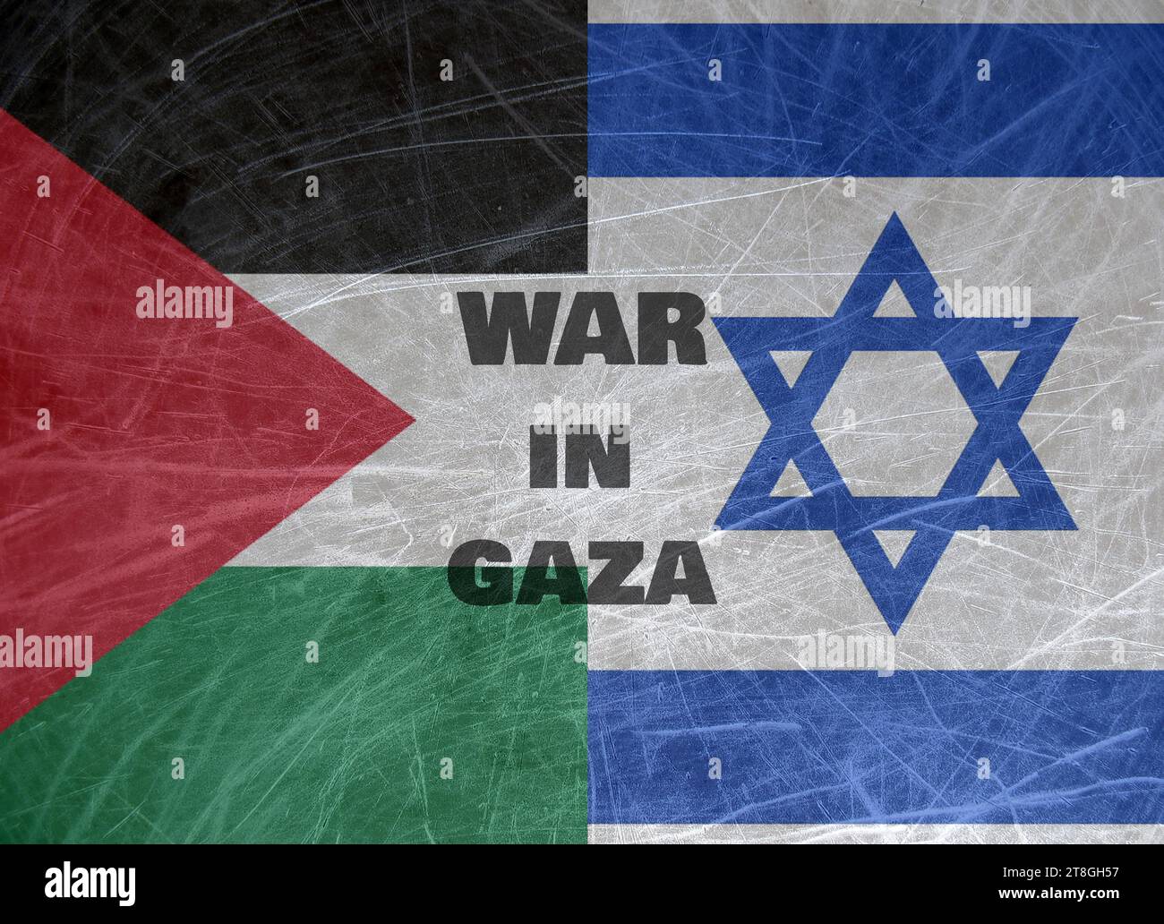Grunge flag of Israel and Palestine. War in Gaza words on flgs Stock ...