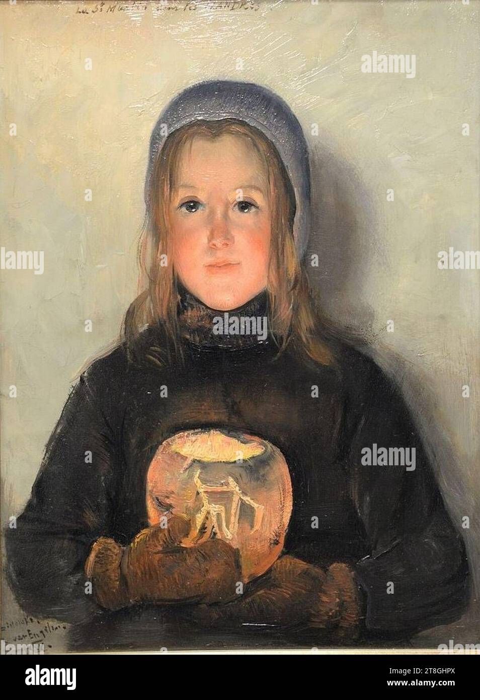 Portrait of a Young Girl by Louis Van Engelen, oil on panel Stock Photo ...