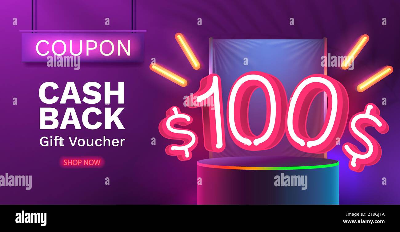 Coupon special voucher 100 dollar, Check banner special offer. Vector ...