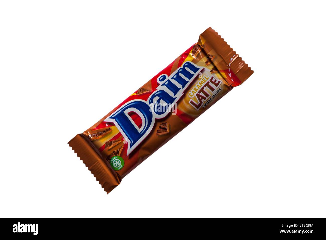 limited edition Daim Caramel Latte chocolate bar isolated on white ...