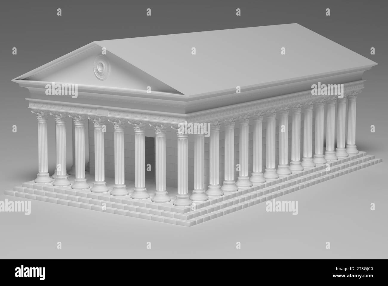 Ancient Greek temple with columns isolated on gray background. 3d ...