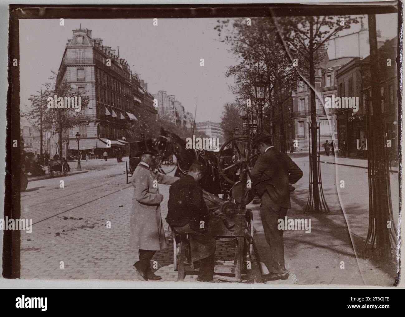 Three men with camera in the street, Paris, Amateur photographer, 19th ...
