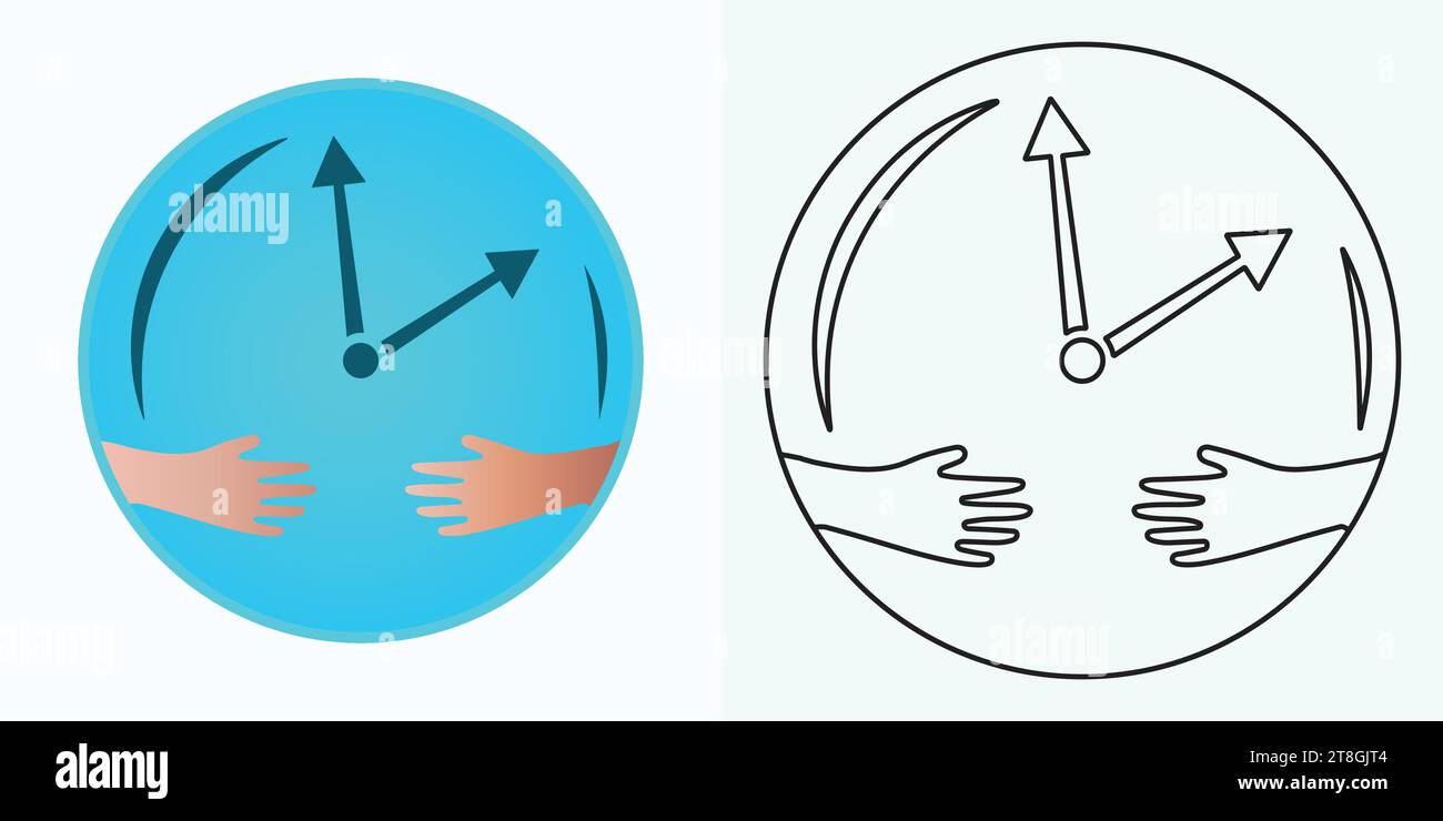 new style Analog clock flat vector icon. Symbol of time management ...