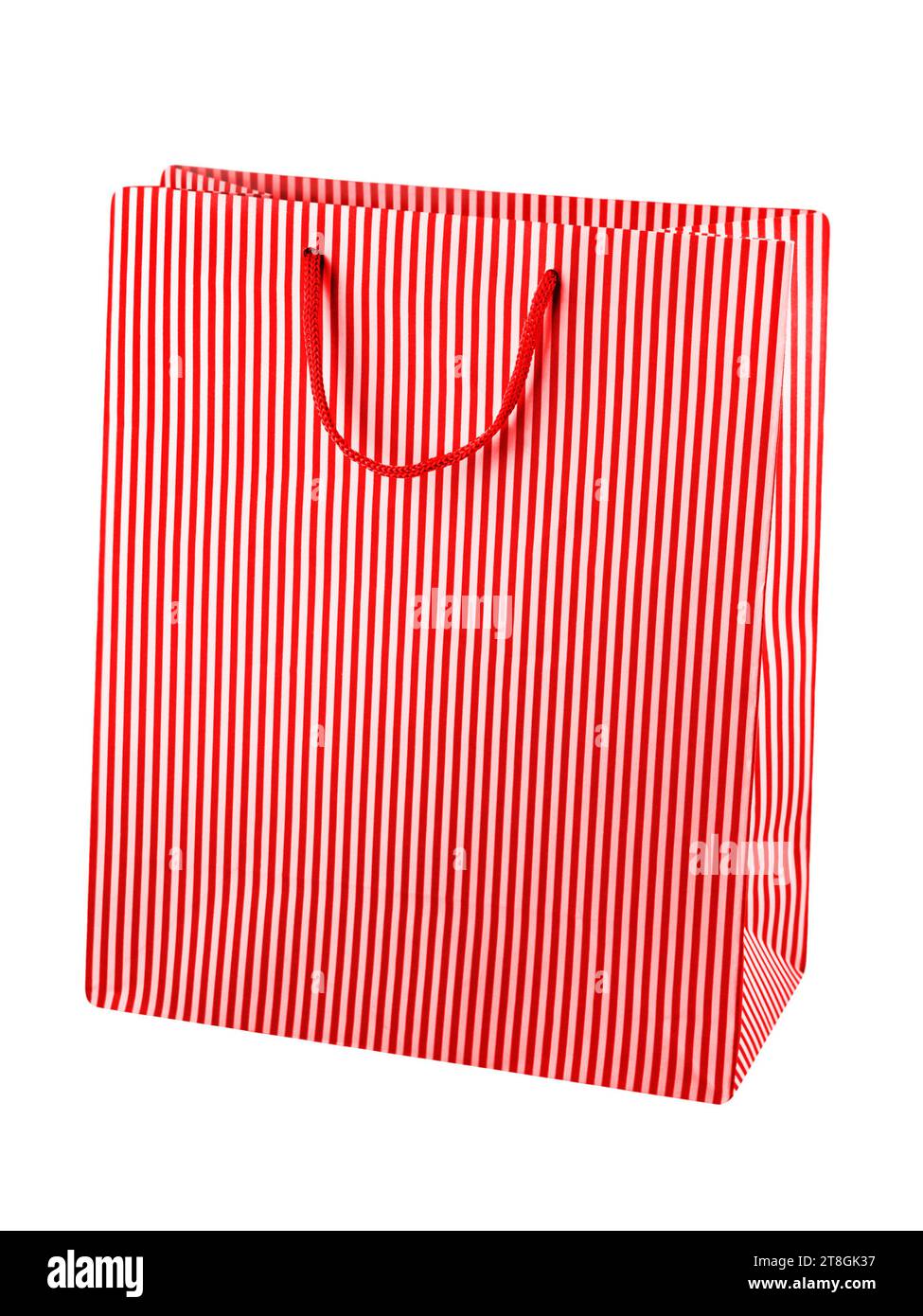 Red paper bag isolated on white background Stock Photo - Alamy