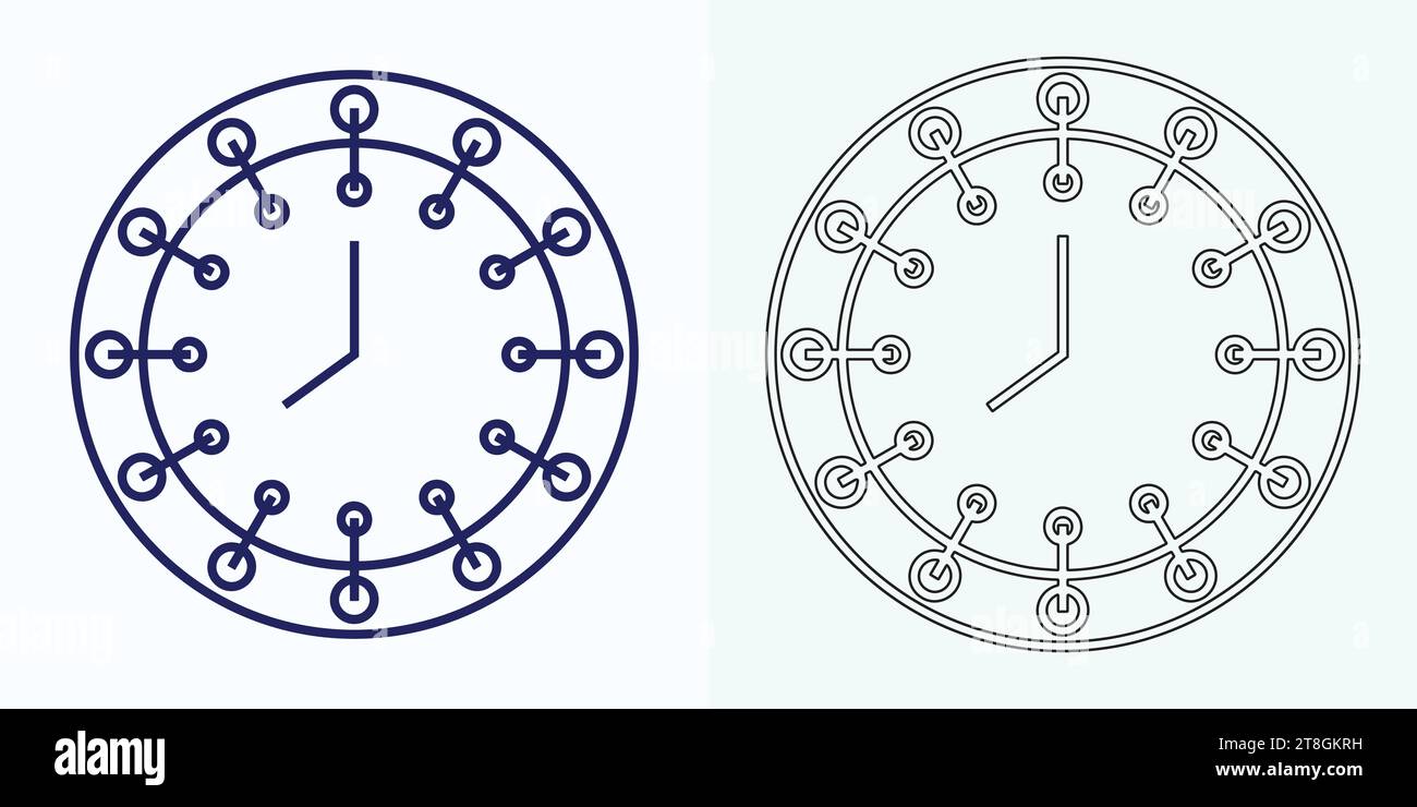 new style Analog clock flat vector icon. Symbol of time management ...