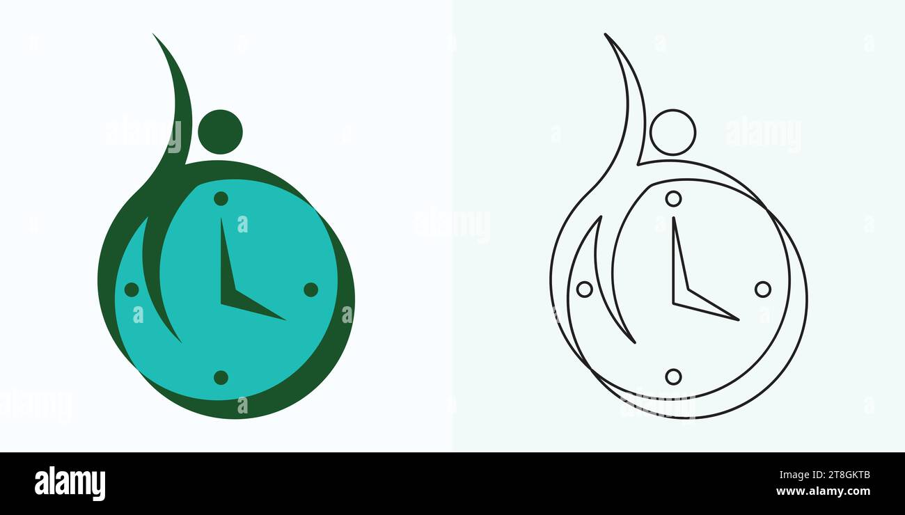 new style Analog clock flat vector icon. Symbol of time management ...