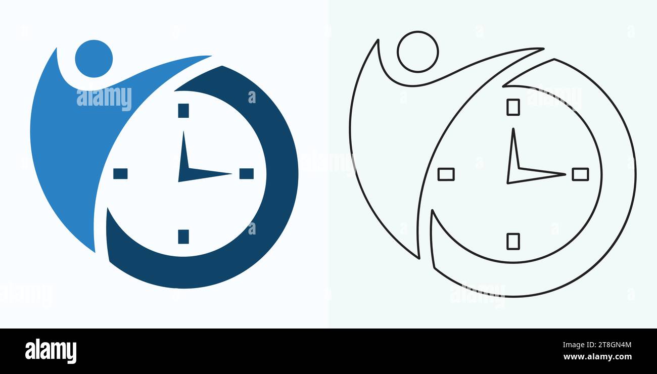 new style Analog clock flat vector icon. Symbol of time management ...