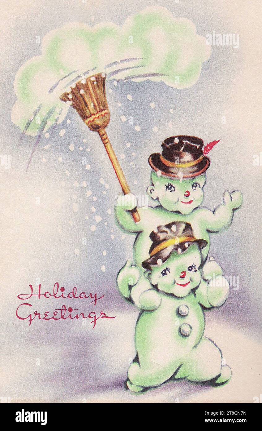 Vintage Christmas, winter illustrations of snowmen (and usally the ...