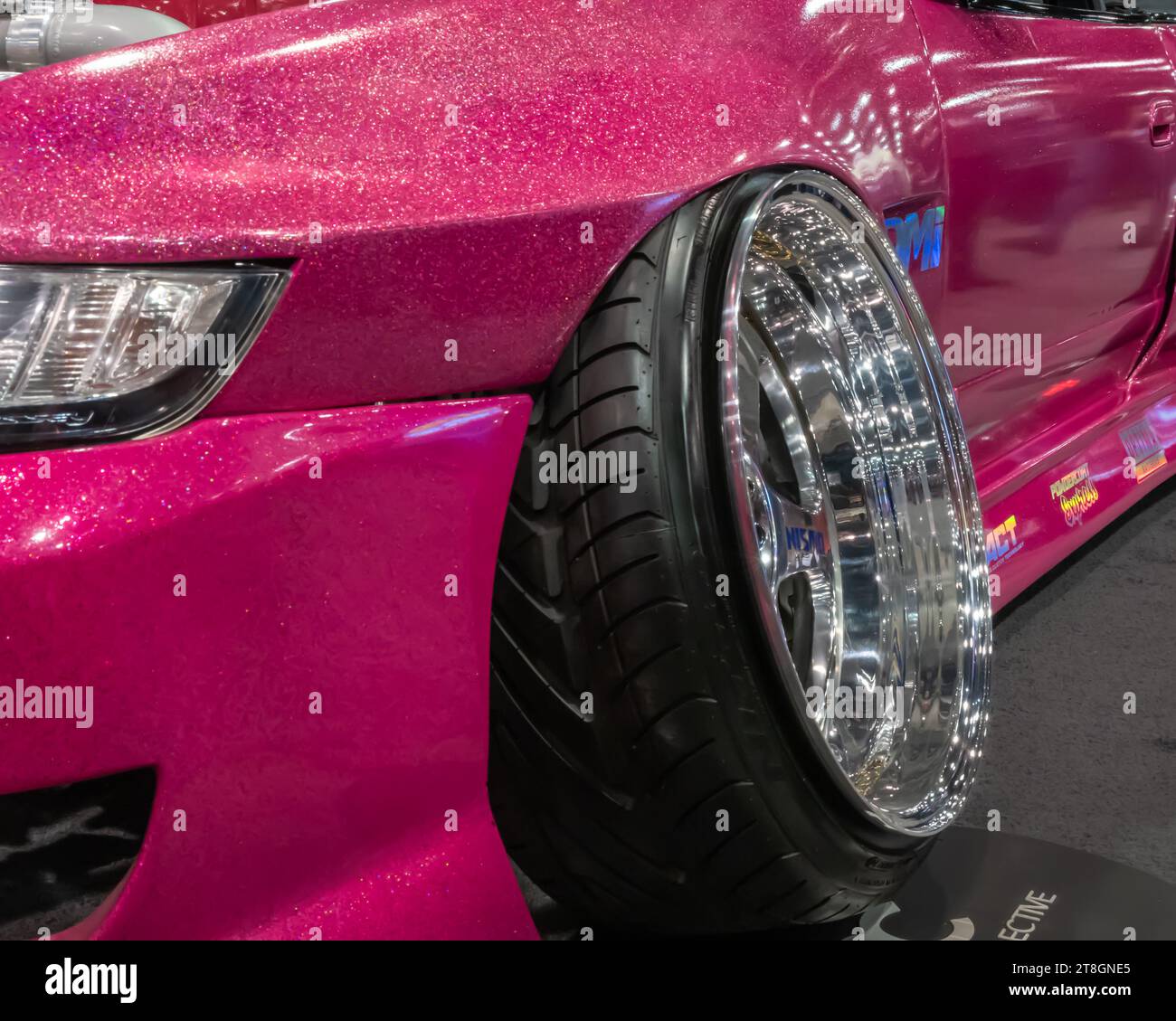 LAS VEGAS, NV/USA - NOVEMBER 1, 2023: Close-up of a stanced wheel ...