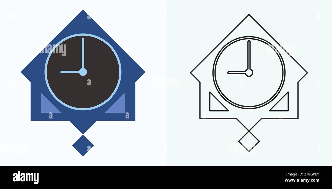 new style Analog clock flat vector icon. Symbol of time management, chronometer with hour ...