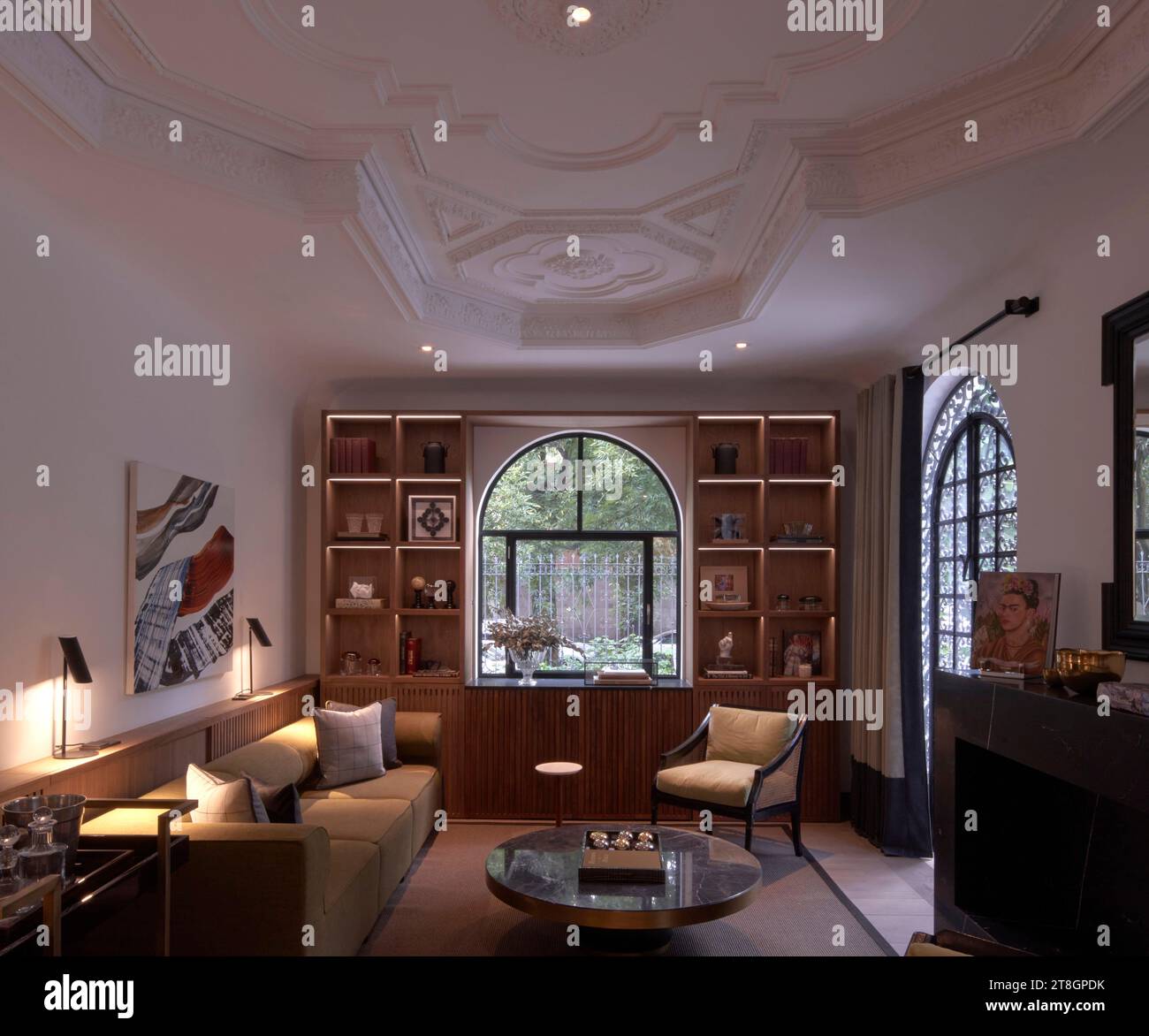 Ground floor library and lounge. Hotel Casa Polanco, Mexico City, Mexico. Architect: Gantous ...