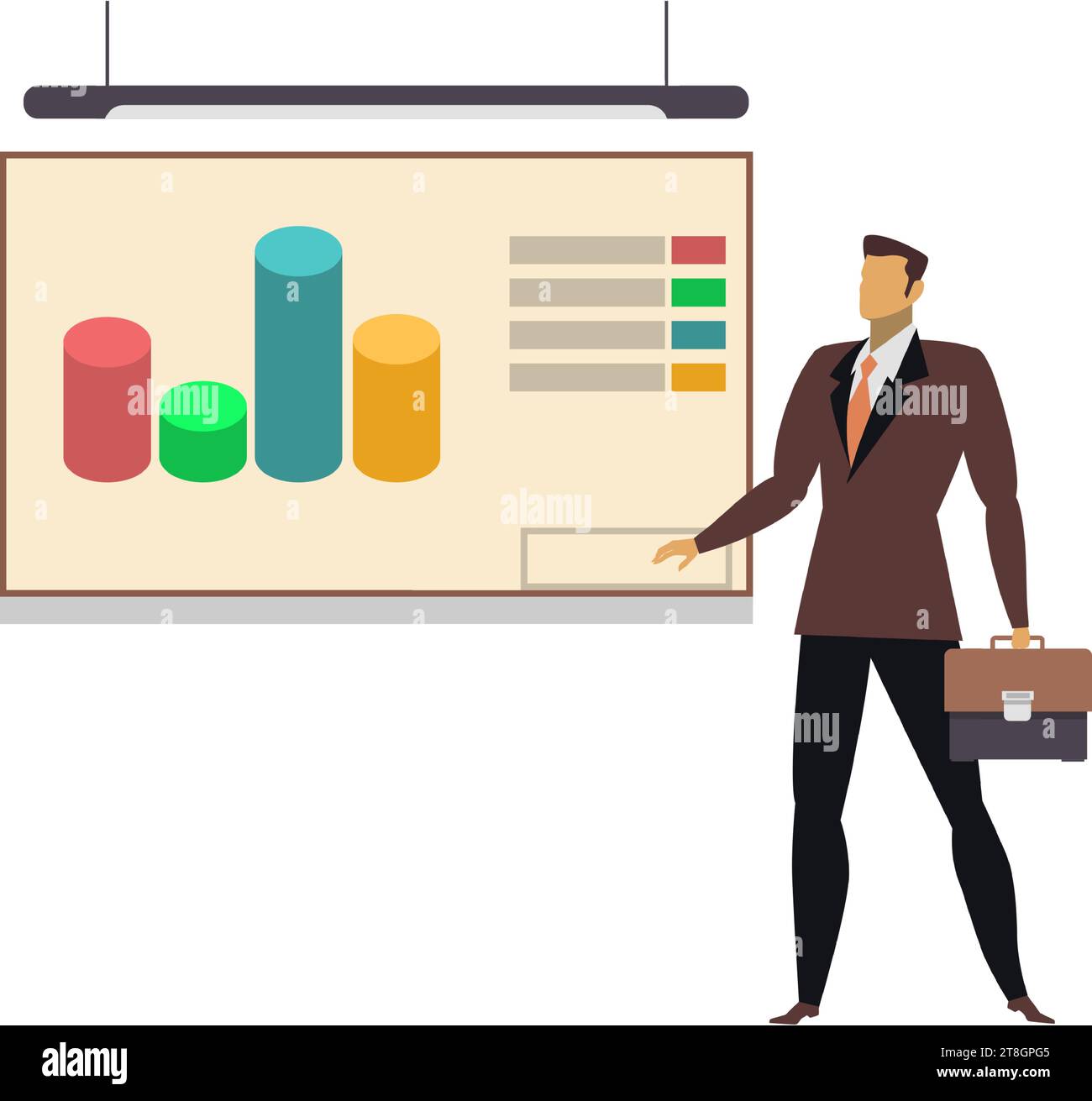 Business vector presenter showing graph and chart Stock Vector Image ...