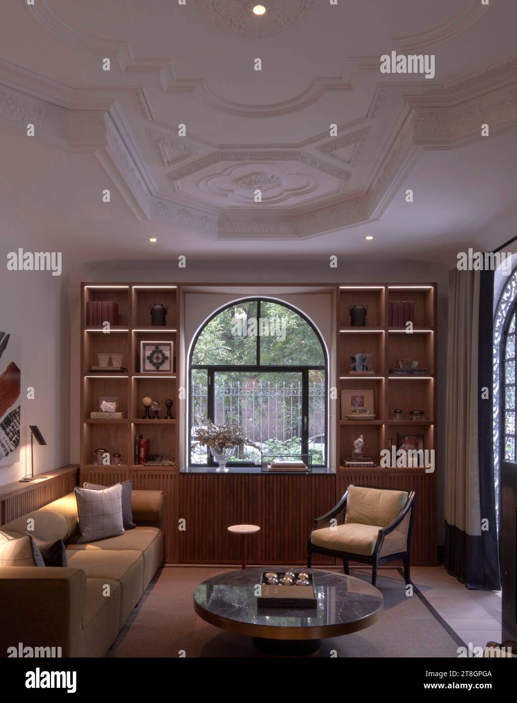 Ground floor library and lounge. Hotel Casa Polanco, Mexico City, Mexico. Architect: Gantous ...