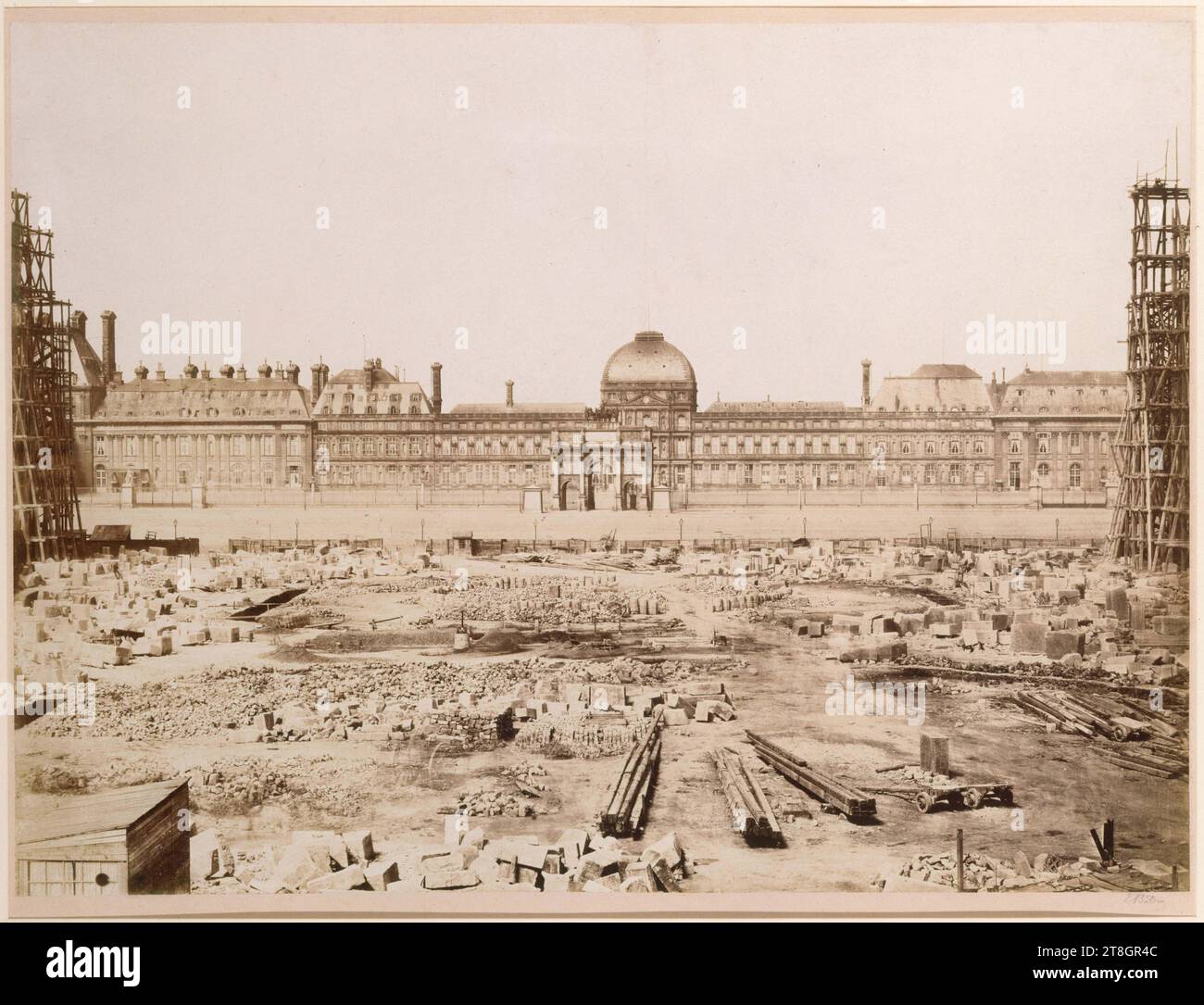 The Cour Napoléon, the construction site of the new Louvre and the ...