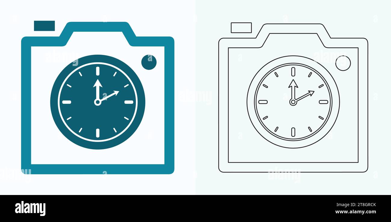 new style Analog clock flat vector icon. Symbol of time management ...