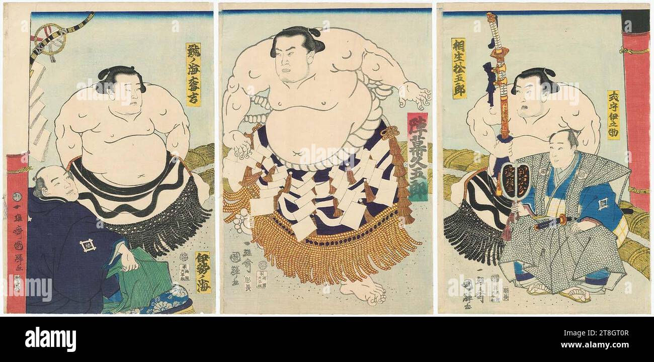 Utagawa Kuniteru II - Sumô Wrestlers Aioi Matsugorô, Jinmaku Kyûgorô ...