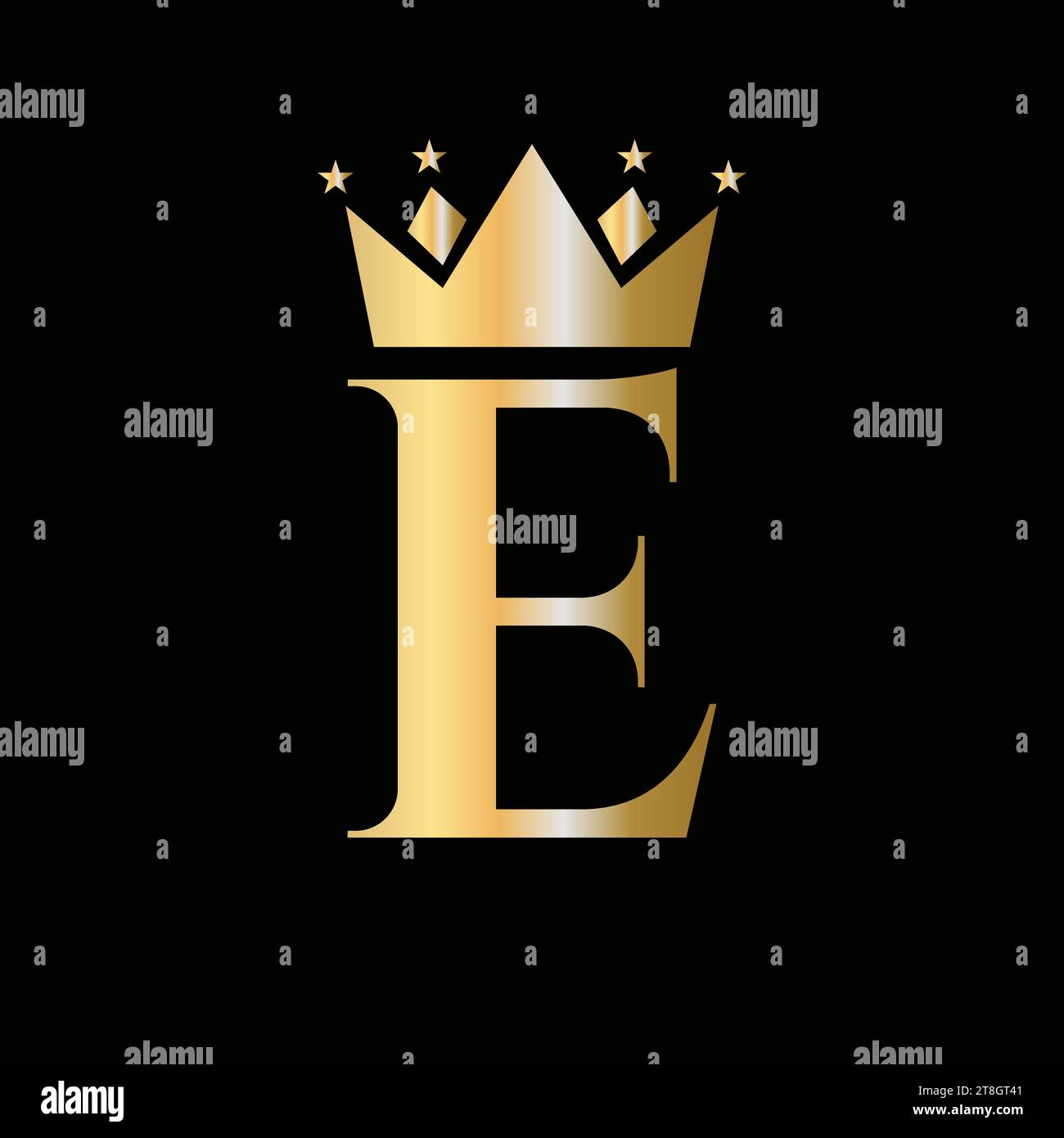 Crown Logo On Letter E with Star Icon. Crown Symbol Template Stock ...
