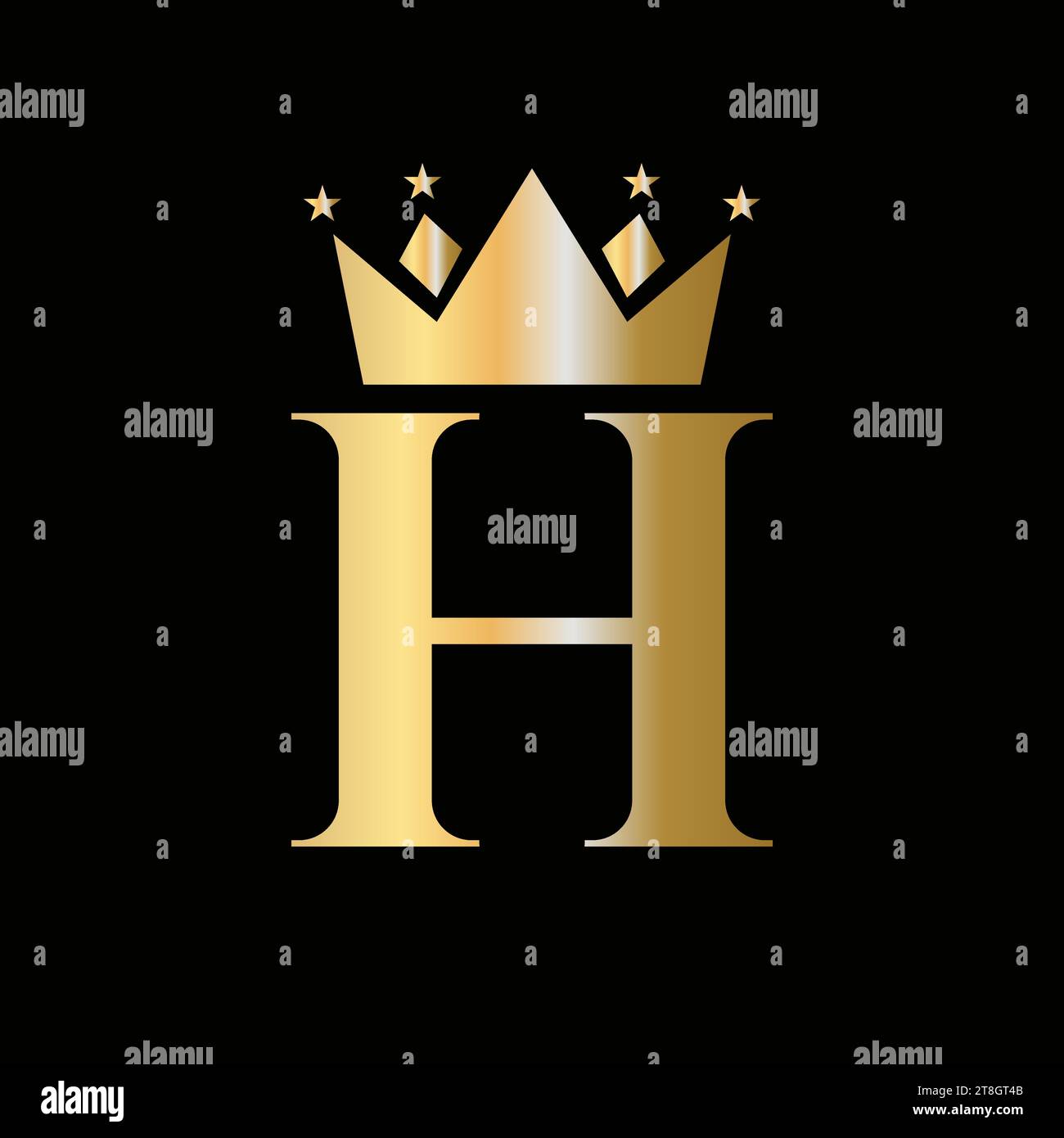 Crown Logo On Letter H with Star Icon. Crown Symbol Template Stock ...