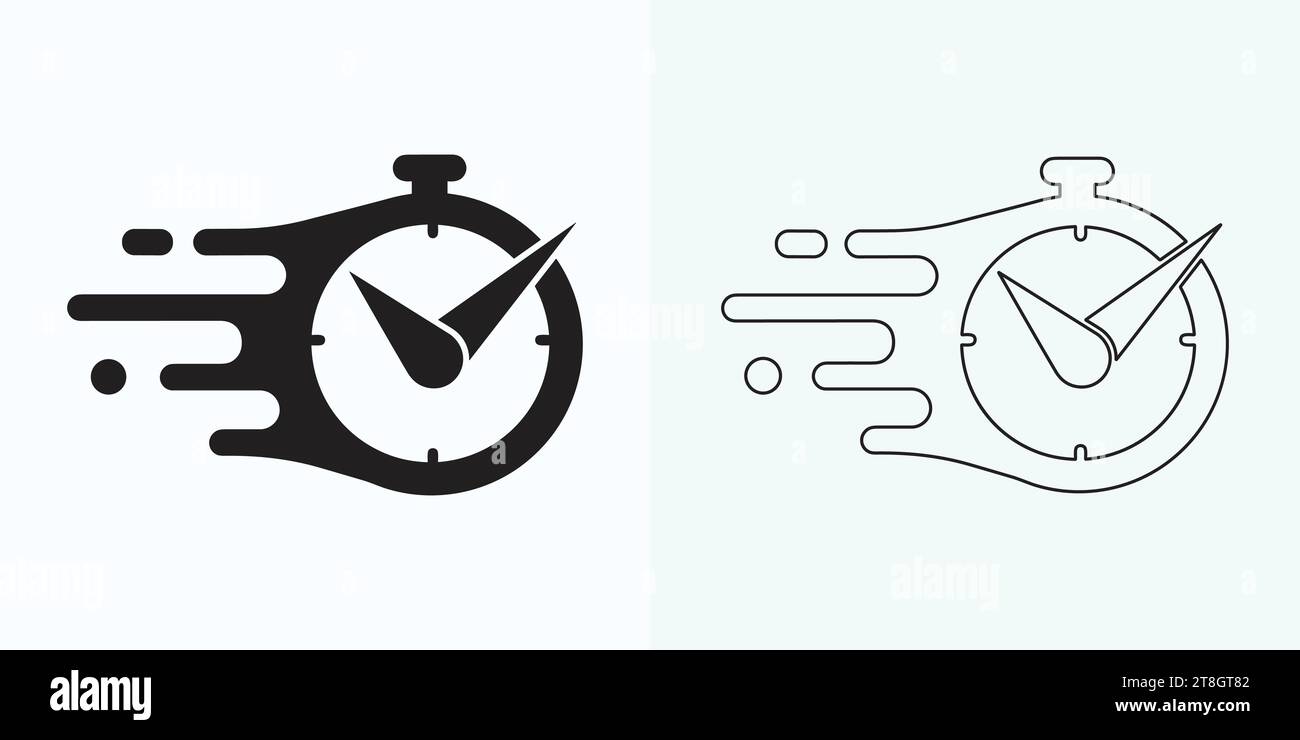 Time And Clock Set Of Linear Icons Time Management Timer Speed Alarm Restore Time